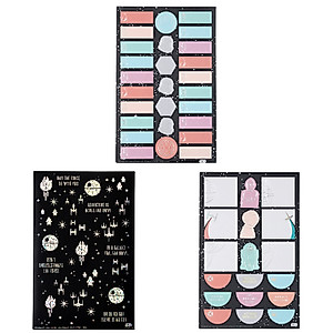 Star Wars Sticker Pack Trio - 121 Stickers Total, 3 Iridescent, Holographic, Silver Metallic Pages of Decorative, Functional, and Cute Stickers for Customizing Planners, Notebooks, and More