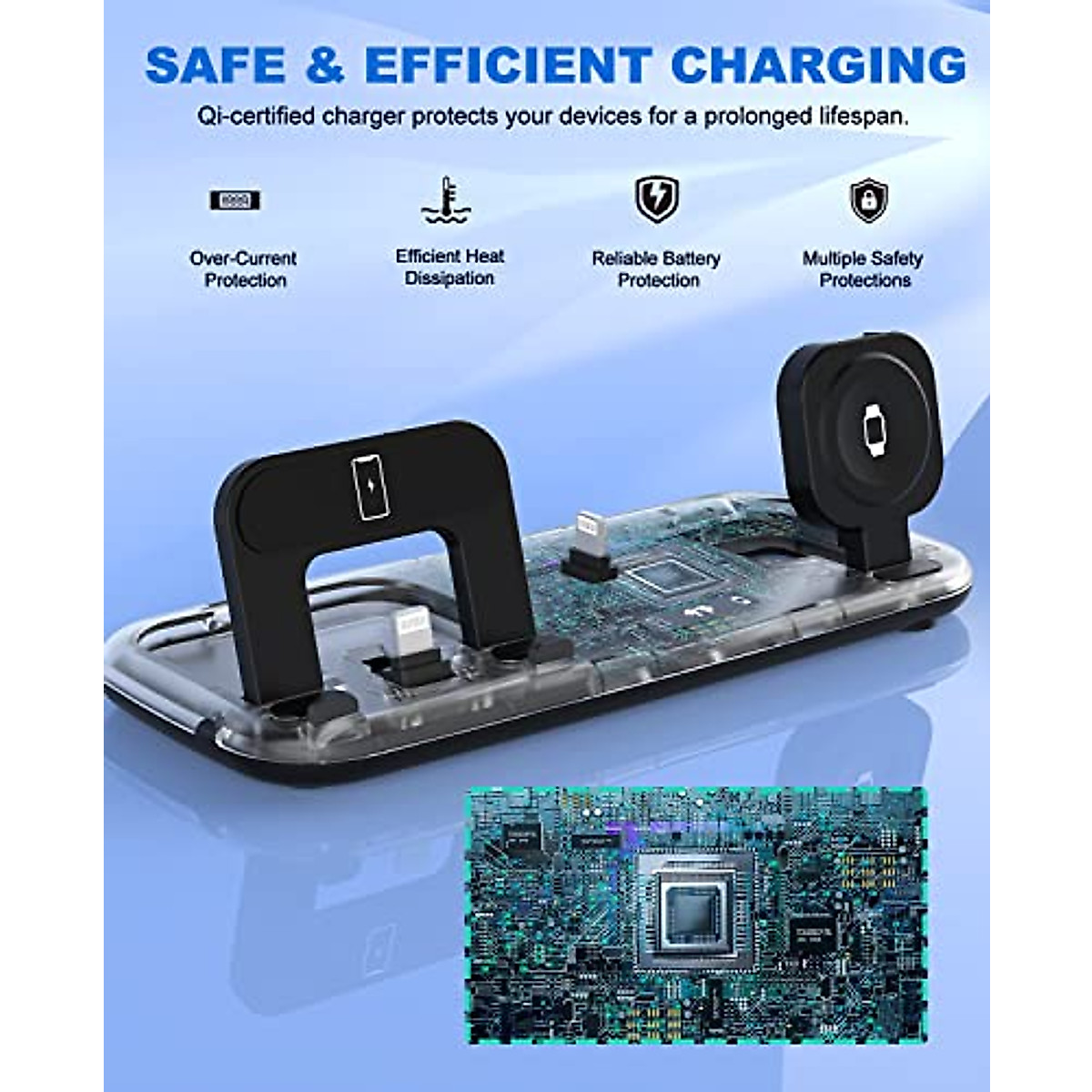 Foldable 3 in 1 Charging Station,18W Fast Charger Stand for Multiple Apple Devices Compatible with All iPhone, iWatch, Air Pods, Fast Charge Portable Travel Charger with QC3.0 Adapter