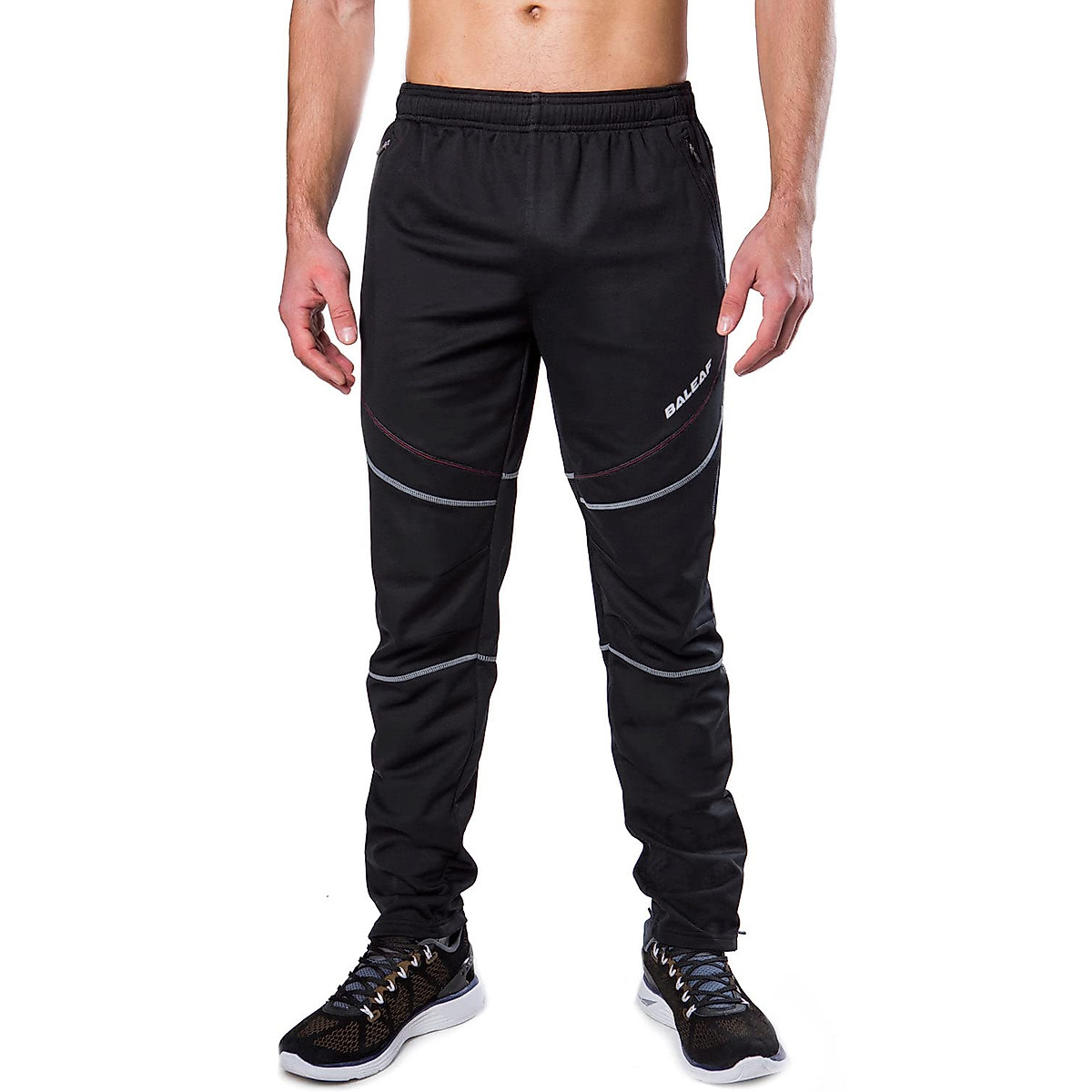 BALEAF Men's Fleece Pants Winter Cycling Pants Mountain Bike Clothing Thermal Cold Weather Running Gear Black M