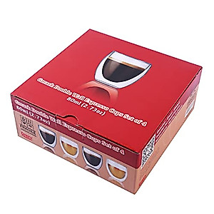 Gmark Espresso Cups Shot Glass 2.7- Ounce Coffee Set of 4 - Lightweight Double Wall Thermo Insulated GM2028
