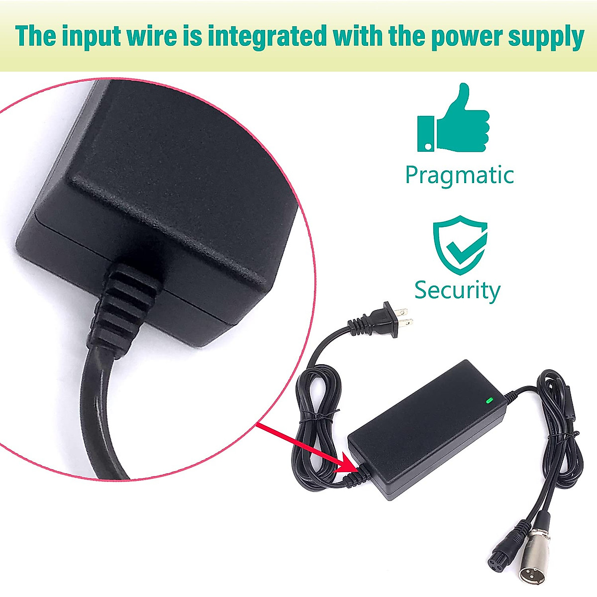 24V2A 3 Prong and 3-pin XLR Connector Lithium Battery Charger for Razor Go-Go Elite Traveller SC40E/SC44E, Ezip Mountain Trailz,Schwinn 4.0 S400 S500 Jazzy 29.4V All Brands Power Charger