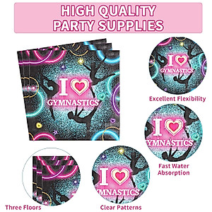 96Pcs Gymnastics Birthday Party Supplies Gymnastics Party Plates Disposable Paper Gymnastics Tableware Set for Girls Gymnastics Birthday Baby Shower Decorations, Serves 24