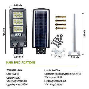 Saanpaan Solar Street Lights Outdoor, Solar Powered Street Lamp Dusk to Dawn with Motion Sensor, Solar Flood Light for Parking Lot,Garden,Street,Front Door