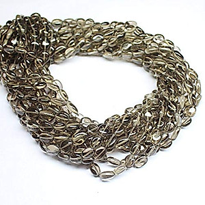 GemAbyss Beads Gemstone 2 Strand Natural Smoky Quartz Smooth Oval Gemstone Loose Spacer Craft Beads 13 Inch Long 8mm 7mm Code-MVG-25910