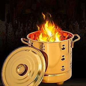 QILIN Stainless Steel Incinerator, Portable Burning Barrel, Used in Gardens, Terraces, Indoors, can Incinerate Waste, Garbage, Paper, Leaves, 5 Sizes, Gold