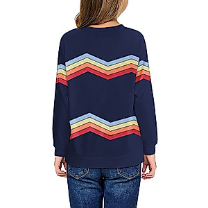 Haloumoning Girls Striped Color Block Sweatshirts Kids Tie Dye Crewneck Long Sleeve Pullover Tops 4-15 Years