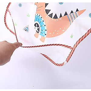 PandaEar (3 Pack Short Sleeve Lower Pocket Waterproof Bibs|Baby Infant Toddler 12-48 Months (Multi-Color 1)