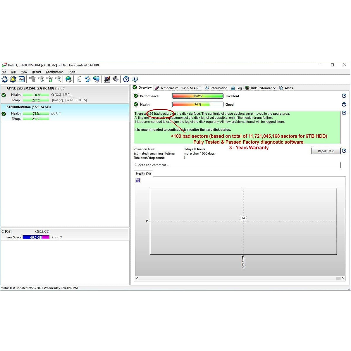 MaxDigitalData (MD6000GSA12872E) 6TB 7200RPM 128MB Cache SATA 6.0Gb/s 3.5-inch Internal Hard Drive (Enterprise Grade) - 3 Years Warranty (Renewed)