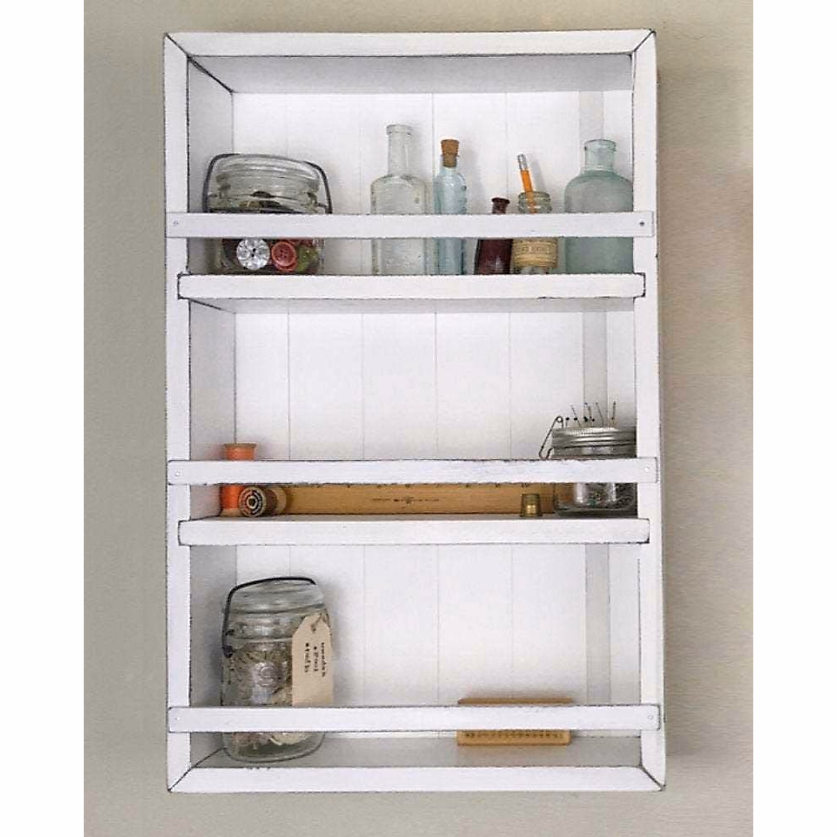 Mansfield Cabinet No. 102 - Solid Wood Spice Rack Cabinet White/Cascade Blue