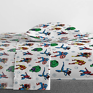 Jay Franco Marvel Avengers Fighting Team 4 Piece Twin Bed Set - Includes Reversible Comforter & Sheet Set Bedding - Super Soft Fade Resistant Microfiber (Official Marvel Product)