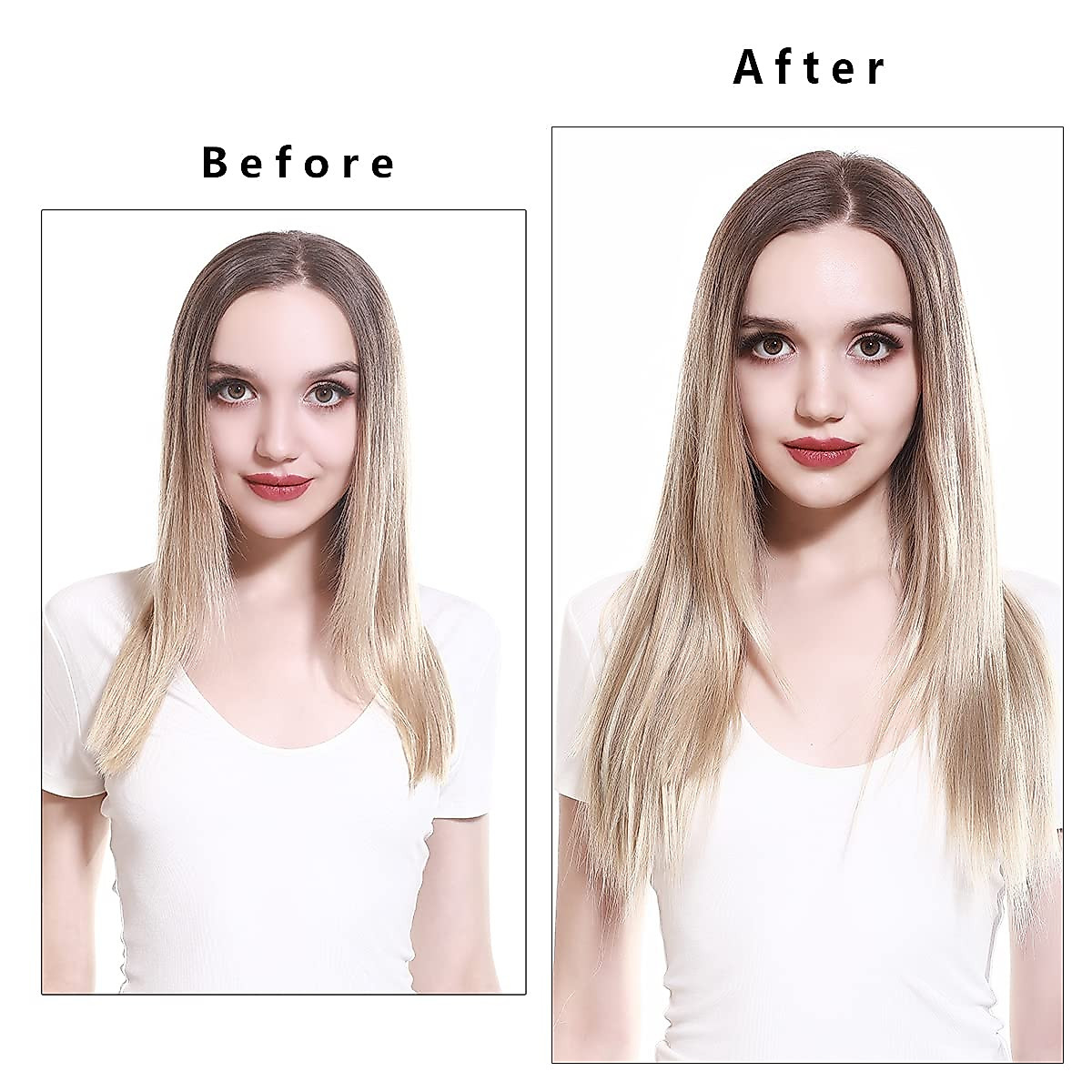 SARLA Invisible Wire Hair Extensions Straight Long Synthetic Hairpieces 22 Inch Adjustable Transparent Headband for Women Dirty Blonde