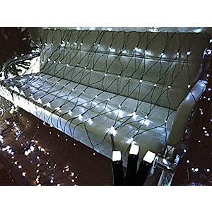 9.8Ft x 6.0Ft 320LED Connectable Mesh Net Fairy Garden Light Twinkle Waterproof Light String with 8 Modes Green Cable for Festoon Party/Garden/Christmas/Patio/Wedding (Cool White)