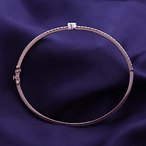 SAVEARTH DIAMONDS 1 2/3 Carat Heart & Round Cut Lab Created Moissanite Diamond Heart Bangle Bracelet For Women In 14K Rose Gold Over Sterling Silver Size : 8 Inch, (VVS1 Clarity, 1.65Cttw)