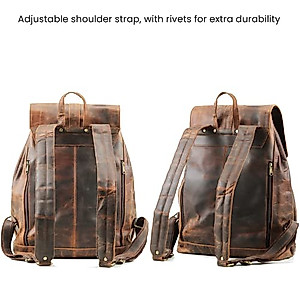 Handmade World Retro Buffalo Hunter Leather Rucksack 17 Inch Laptop Backpack Travel knapsack College Book Hiking Bag
