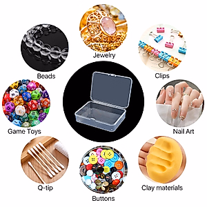 Lainballow 30 PCS Clear Plastic Beads Storage Containers, Small Storage Containers Box, Mini Plastic Case with Hinged Lids, Arts Crafts Storage Box for Beads Earplugs Pins Small Items (4 x 3 x 1)