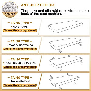 PHUSTJKL Custom Size 30 Colors Bench Cushion, 4 in Thick Upholstery Foam Bay Window Seat Cushion Washable Removable Cover Non Slip Kitchen Dining Cushion Patio Swing Seating Cushion Garden Bench