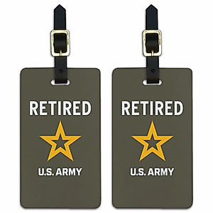 U.S. Army Retired Logo Luggage ID Tags Suitcase Carry-On Cards - Set of 2