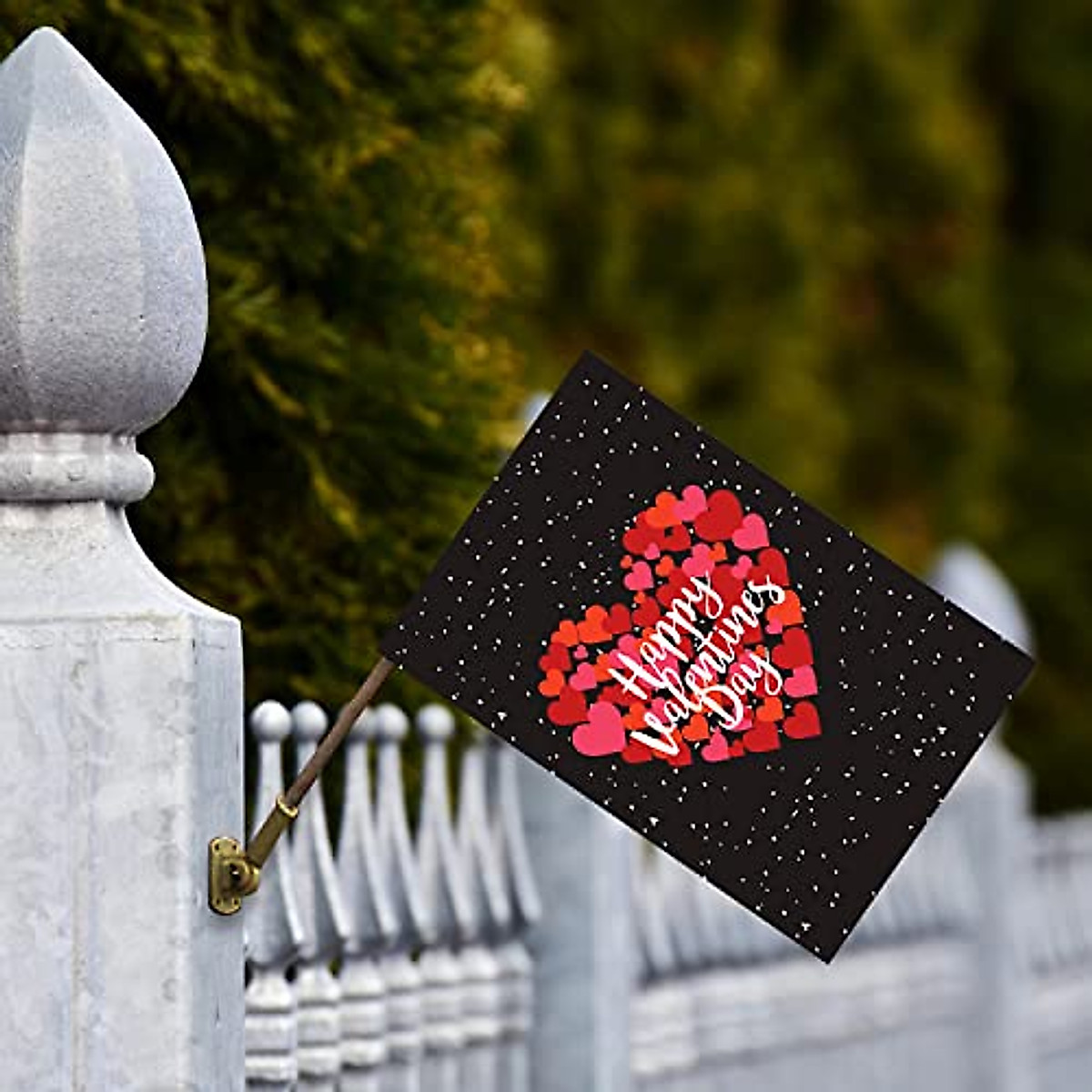 Happy Valentine's Day Flag Red Heart Burlap Garden Flag for Wedding Anniversary Proposal Engagement Patio Lawn Home House Decoration Party 12x18 inch