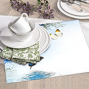 Flowers and Butterfly Printed Drying Mat For Kitchen Ultra Absorbent Microfiber Dishes Drainer Mats Non-Slip Silicone Quick Dry Pad - 18 X 16inch