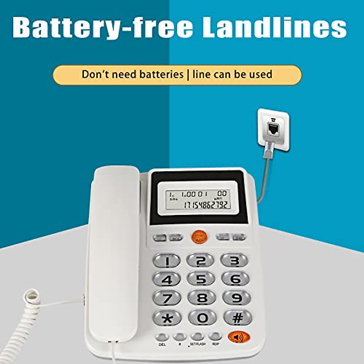 Landline Corded Telephones with Caller ID, Display, Tilt Display, Extra Loud Ringer Volume, Hands-Free Big Button Landline Phones for Hearing Impaired Seniors, Office, Front Desk, Home