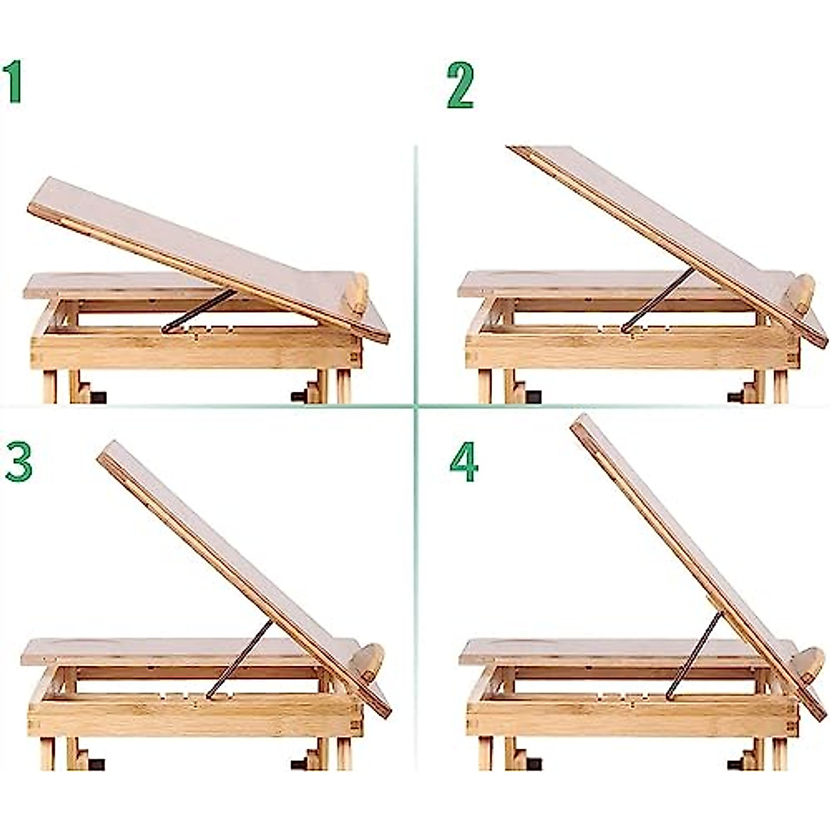 GRALES Laptop Bed Table Portable Folding Adjustable Small Table Computer Notebook Desk Bed with Drawer for Eating Breakfast Reading Foldable Computer Desk