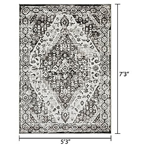 LOOMAKNOTI Rhane Adleigh 5' x 7' Gray Oriental Indoor Area Rug