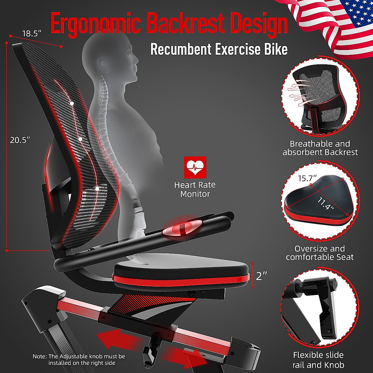 HARISON Recumbent Exercise Bike with Arm Exerciser, Recumbent bikes for Adult Seniors, Recumbent Exercise bike for Home 400 lbs Capacity