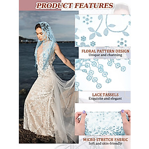 Zhanmai 12 Pcs Veils for Church Catholic Mass Veils for Women Catholic Lace Triangle Lace Mantilla Floral Tulle Scarf Covering (Vibrant Color)