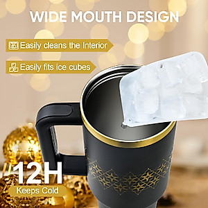 KEWIXY 40 oz Tumbler With Handle and Straw, Gloss Insulated Travel Tumbler, Fits in Cup Holder, Travel Coffee Mug with Lid, Included Leak Proof Straw Cover -Galaxy Hex