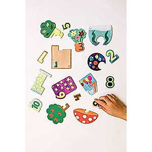 Wooden Matching English Number Magnets for Fridge, Educational Matching Game for Toddlers and Kids 3+ Years Old - Self-Correcting Number Puzzle- Fridge Magnets for Toddlers