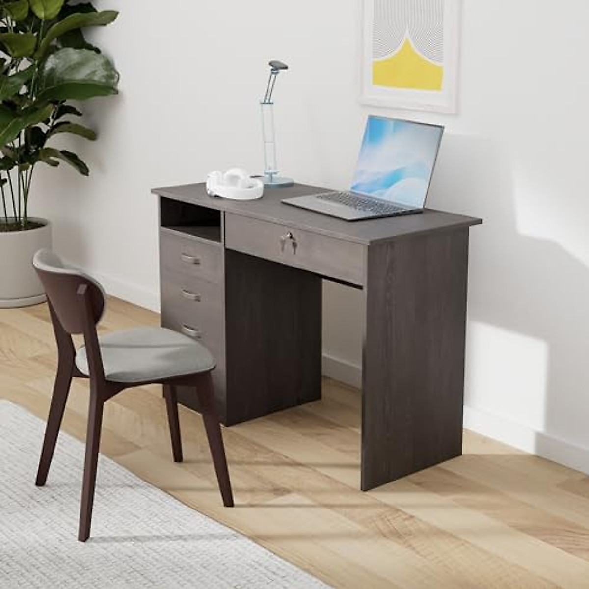 Tvilum, Dark Chocolate Walden Desk with 5 Drawers