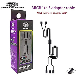 Addressable RGB 1-to-3 Splitter Cable 1-to-3 3PIN 5V RGB Fan Adapter Cable Compatible ARGB Extension Suitable for ASUS MSI Gigabyte ASRock motherboards