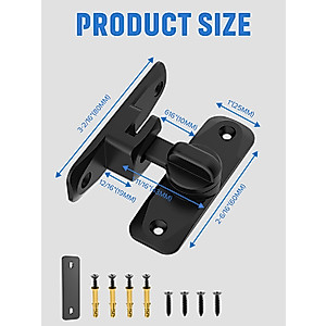 MeBantoo 90/180 Degree Flip Barn Door Lock, Protect Privacy - Security Sliding Door Latch, Small Gate Latches Hardware for Barn, Garden, Bathroom, Cabinet, Window (Black-1PC)