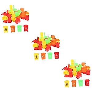 60 Pcs Mini Trash Can Trash Cans Photo Prop Trash Classification Toy Lovely Garbage Trash Cans Small House Garbage Can Model Trash Can Plaything Miniature Garbage Bin Model