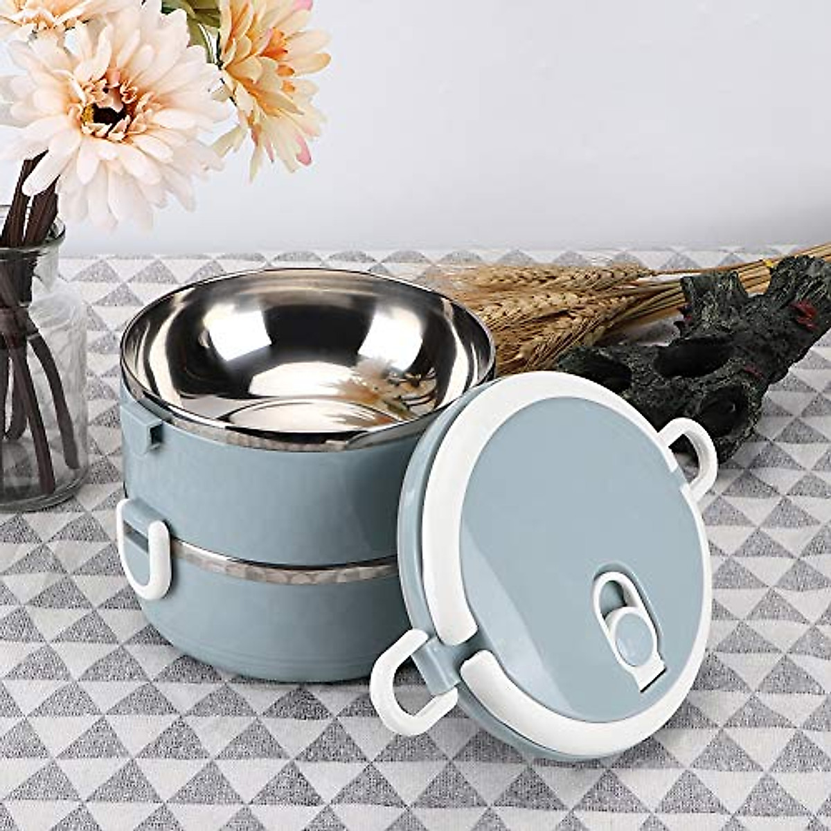 SALUTUY Lunch Box Food Storage, Food Jar Insulated Lunch Container Safe and Portable Stainless Steel for Hot Cold Food For Kids Adults,Man and Women(Double layer)