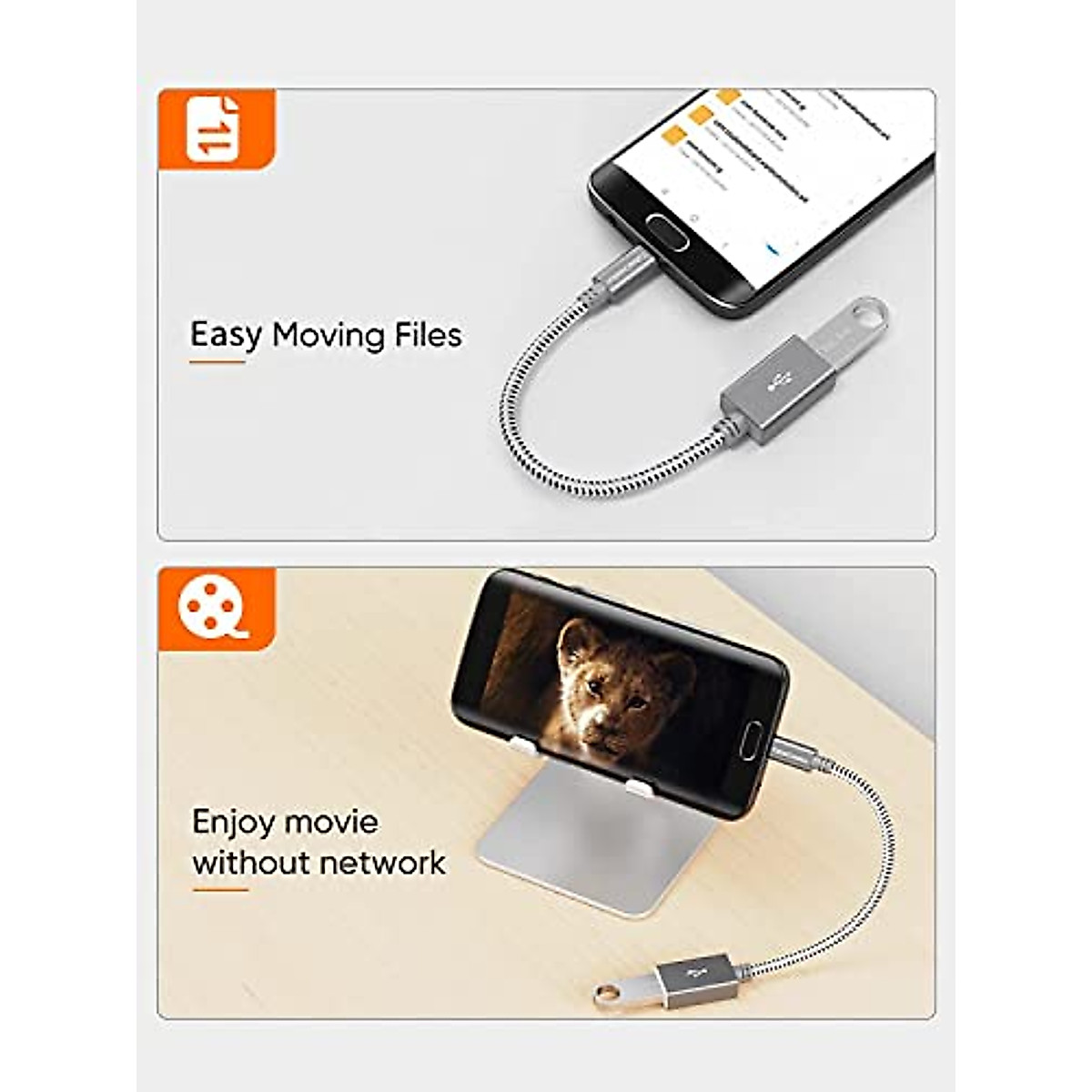 CableCreation USB to Micro USB Adapter 0.15m, USB 2.0 Male to Female ...