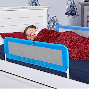 Adjustable Mesh Bed Rail in Blue, Two Height Levels, Breathable and Durable Fabric, Lightweight and Portable Bed Rail for Toddlers, Double Pack