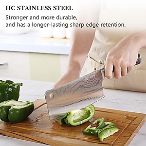 PAUDIN Cleaver Knife, Ultra Sharp Meat Cleaver 7 Inch, High Carbon Stainless Steel Butcher Knife with Wooden Handle, Chinese Cleaver for Meat Cutting Vegetable Slicing