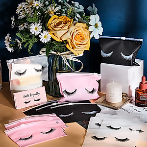 60 Pieces Eyelash Aftercare Bags Cosmetic Makeup Small Zipper Cases Travel Bags Lash Aftercare Accessories for Women Girls, 6 x 4 Inch