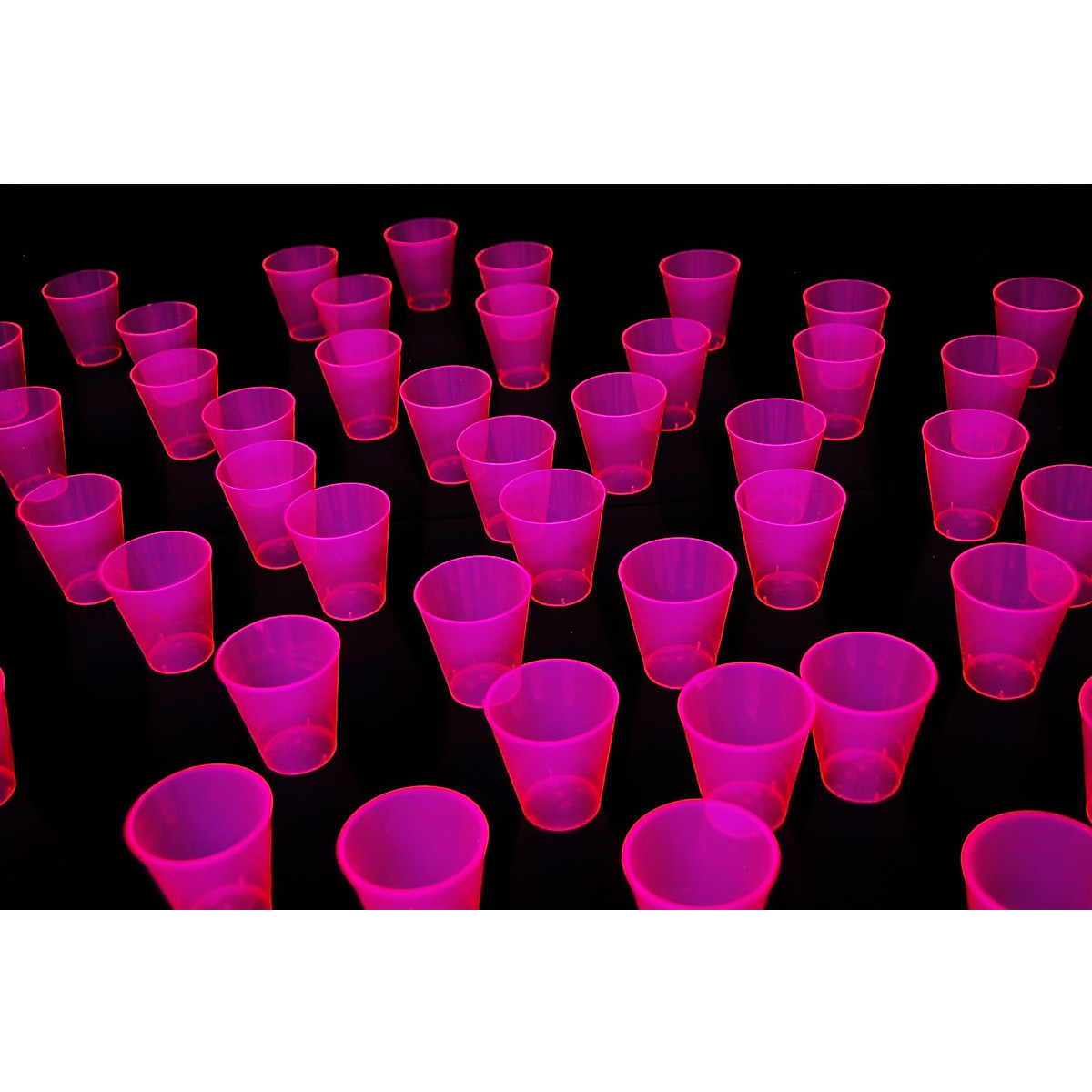 DirectGlow 2oz Neon UV Blacklight Reactive Glow Party Shot Glasses (50-Count, Pink)