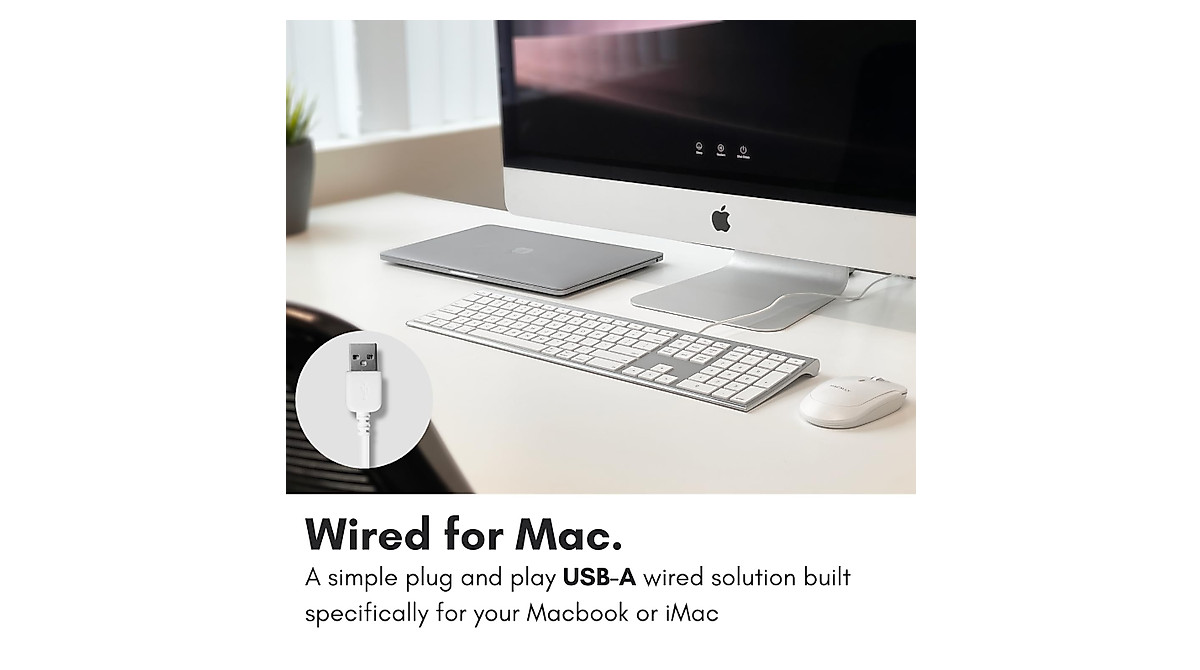 Macally Ultra Slim Wired Keyboard for Mac & Windows - Full Size ...