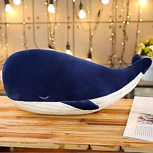 MUPI Whale Stuffed Animal 4 Size Down Cotton Soft Simulation Big Blue Whale Dolphin Doll Toy Cushion Pillow Whale Plus (10 Inch)