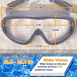 LOEO Swim Goggles, Adult 2 Pack-Wide View Swimming Goggles for Men Women Youth Teens, UV Protection Swim Goggles
