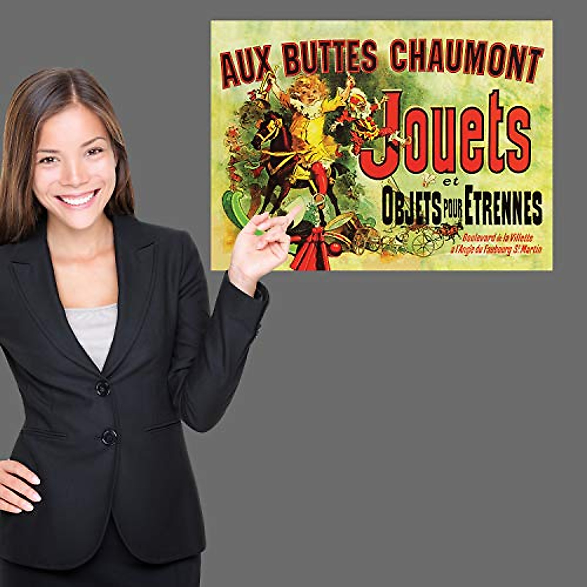 PalaceLearning Jouets Poster (as seen in Monica's Apartment on Friends) - Aux Buttes Chaumont Jouets by Jules Cheret 1885 - Vintage Art Print (Laminated, 18" x 24")