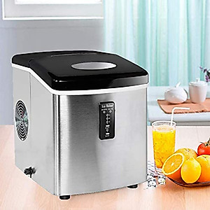Smad Countertop Ice Maker Stainless Steel Ice Making Machine, Fast Ice Making in 6-12 Minutes, 33lbs/24h, 3.2L Water Tank, 3 Size Ice Cubes