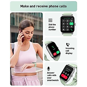 Gydom Smart Watches for Men Women with Alexa Answer/Make Calls, 1.8" Touch Screen Fitness Activity Tracker, IP68 Waterproof Heart Rate Sleep Monitor for iPhone Android Anniversary Birthday Gifts Green