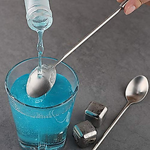 Long Handle Mixing Spoons Stainless Steel Teardrop Bar Drink Cocktail Shaker Stirrer Spoon for Ice Cream Smoothies Malts Milkshakes Juice Coffee Tea Drink (1)