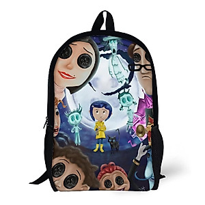 Coraline Teenagers Water Resistant Casual Backpack 3D Printed Fashion Travel Bag Schoolbag for Boys And Girls 17 Inch