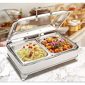 Food Warmers for Parties Buffets Electric, Stainless Steel Buffet Server and Warming Tray, 9L, Chafing Dish Buffet Set - Adjustable Temperature + Hot Plate Electricgn 1/3