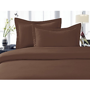 Elegance Linen 1500 Thread Count Wrinkle Resistant Ultra Soft Luxurious Egyptian Quality 3-Piece Duvet Cover Set, King/California King, Brown